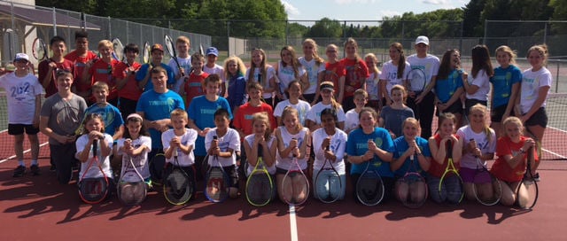 Fifty students play in middle school tennis club