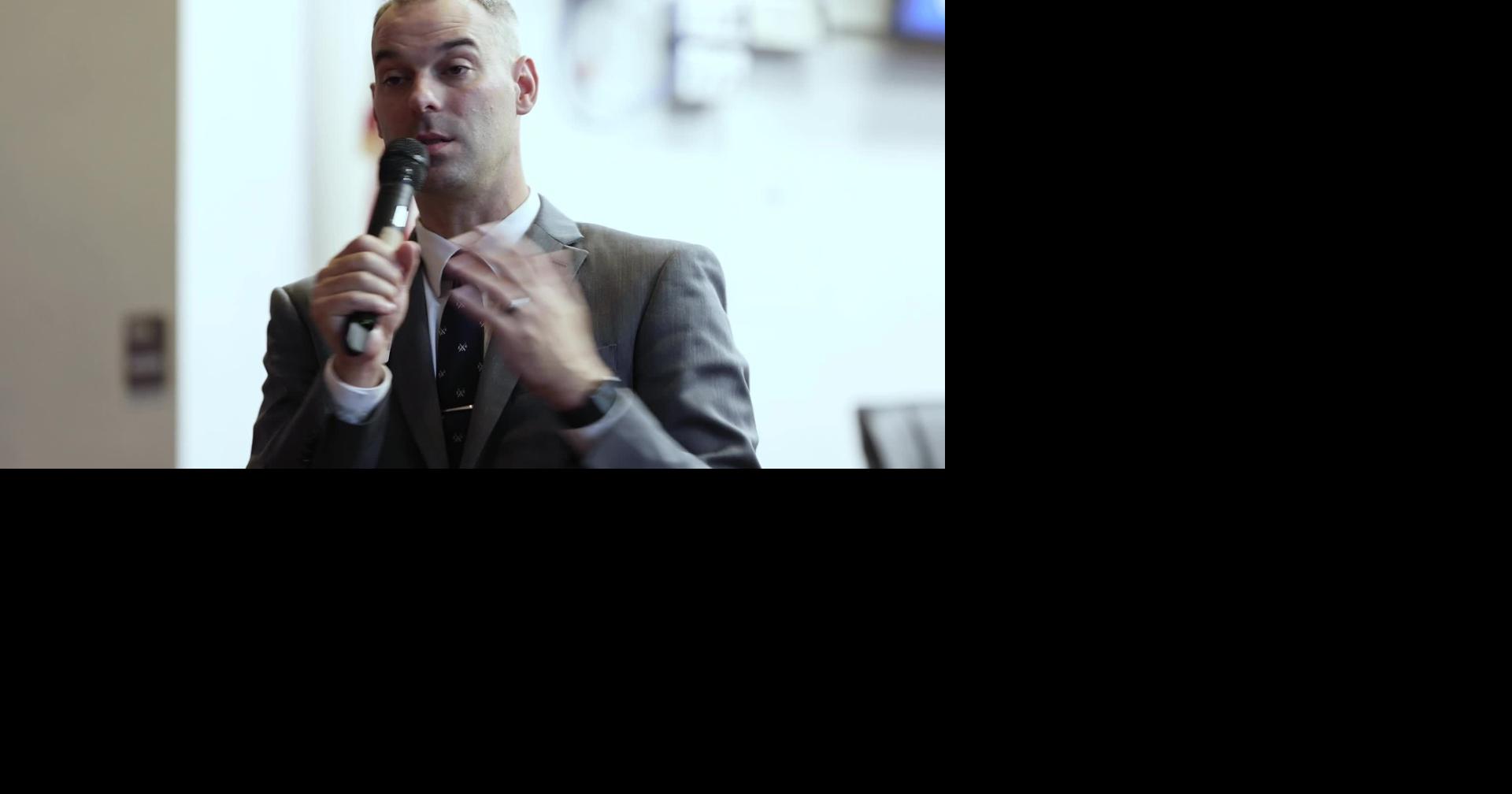Superintendent Aaron Engel speaks about elementary school consolidation ...