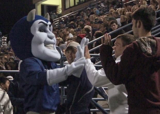 Enthusiastic Blue Devil mascot makes debut at UW-Stout football game