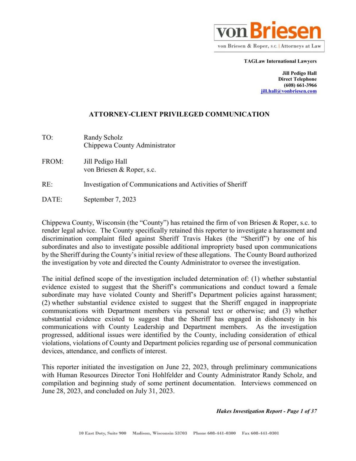 Chippewa County Sheriff Travis Hakes issues 'counter investigation ... Chippewa County Sheriff Travis Hakes issues 'counter investigation ...