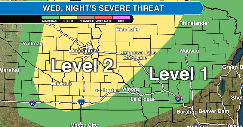 Severe storms possible in Wisconsin and Minnesota Wednesday