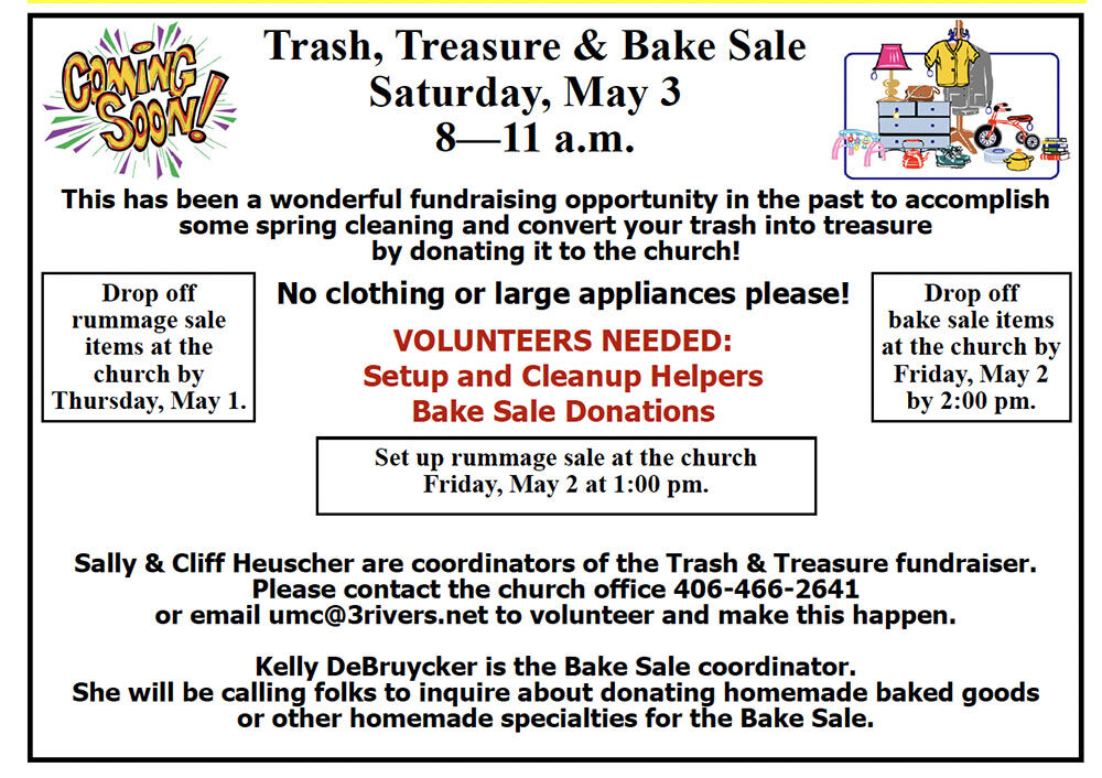 Choteau UMC Trash, Treasure & Bake Sale | Calendar | choteauacantha.com