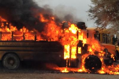 yellow bus fire