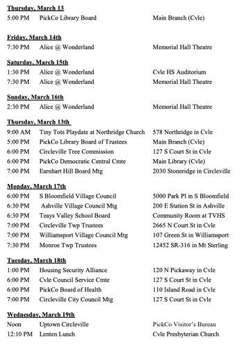 MEETINGS - March 13, 2025 | | circlevilleherald.com