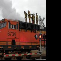 Firefighters battle BNSF train engine fire | Local News ...
