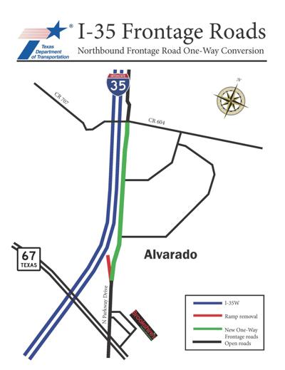 I-35W frontage roads converted to one-way Monday in Alvarado | Local ...