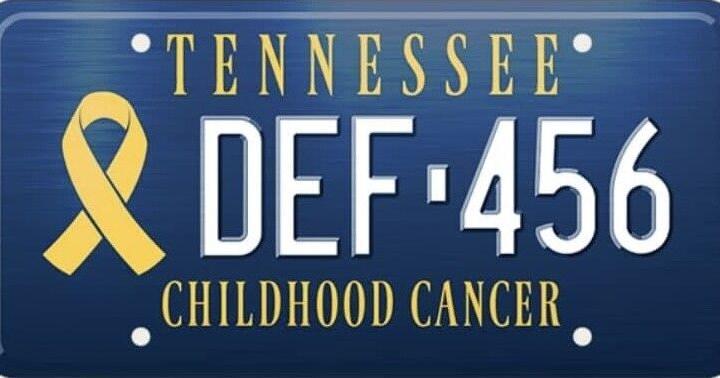 Specialty Tennessee license plates raising childhood cancer awareness ...