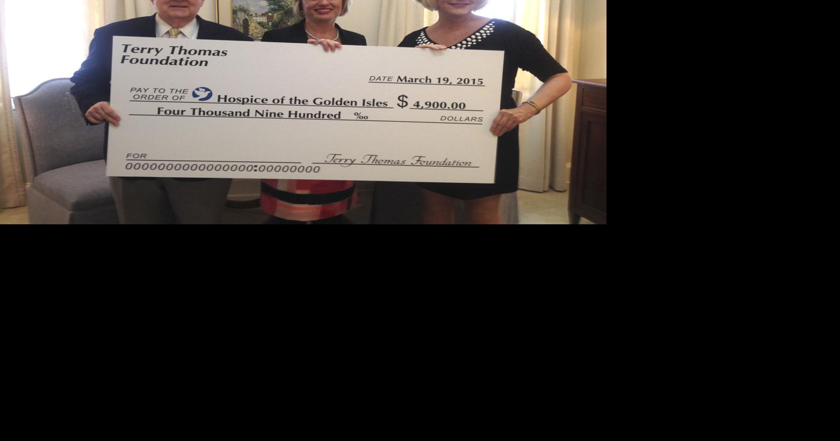 Terry Thomas Foundation donates to Hospice of the Golden Isles ...