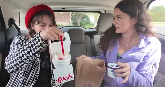 Paige Marley and Leah Rizzo Try Chick-fil-A’s Banana Milkshake & Taco ...