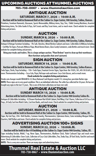 THUMMEL AUCTION - SALINA, KS | Auctions, Markets & Shows ...