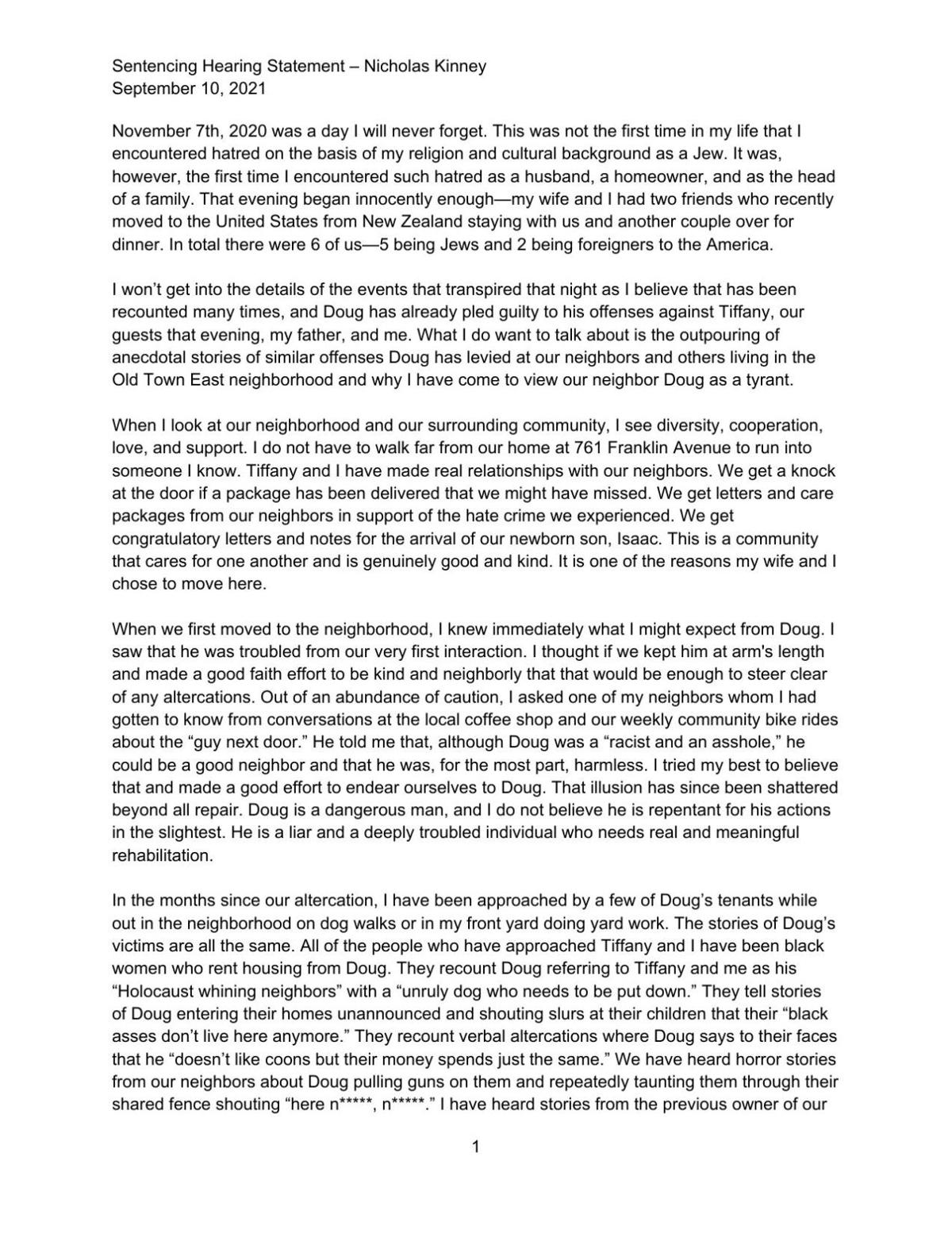 READ: Incident statement from Nick Kinney | | columbusjewishnews.com