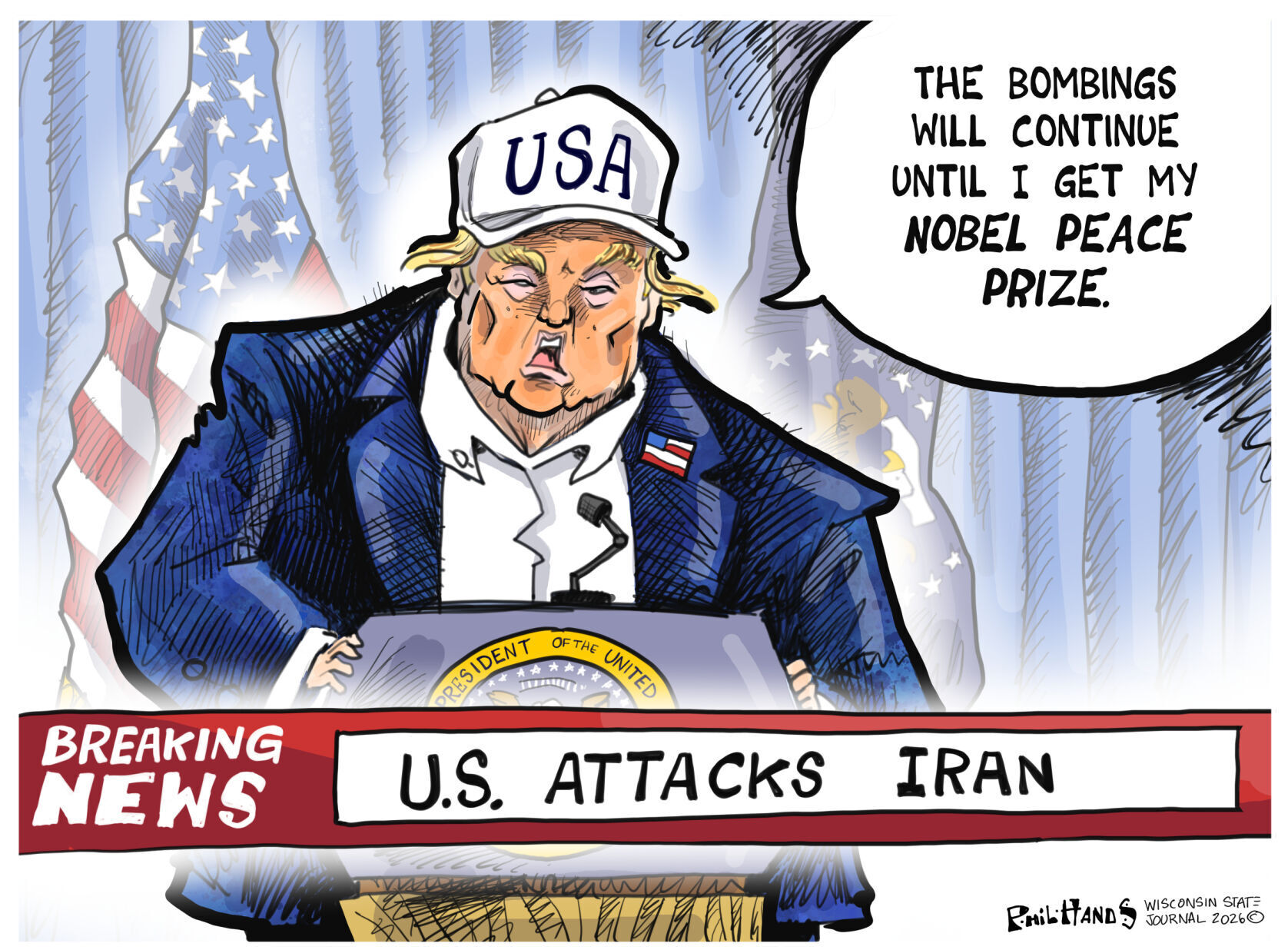 19 political cartoons target the war in Iran