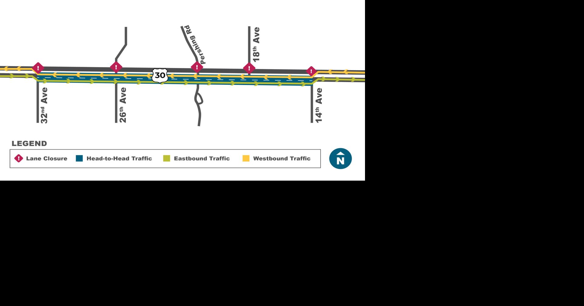 Additional lane restrictions to occur on U.S. Highway 30 in Columbus
