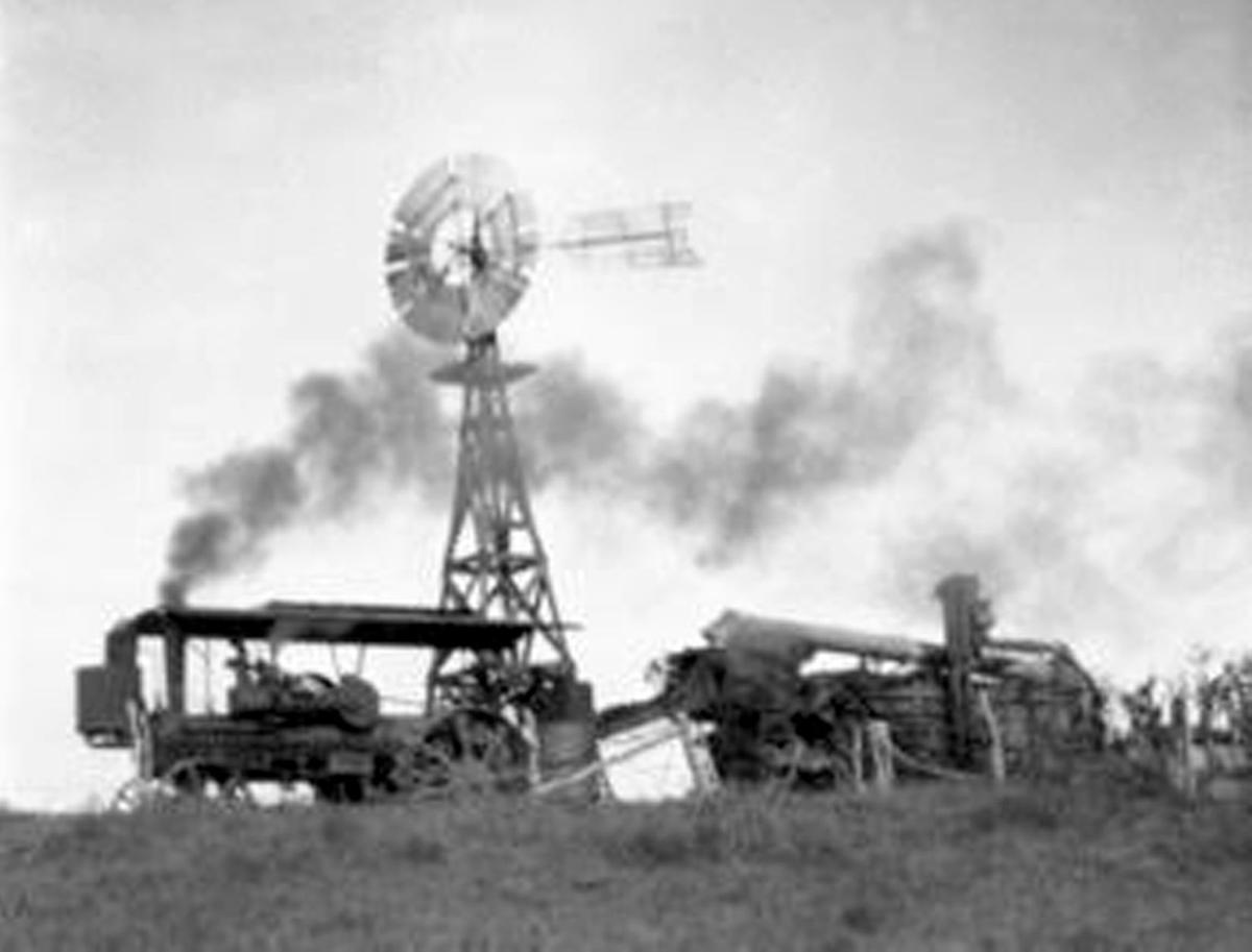 Before combines, threshing crews brought in crops