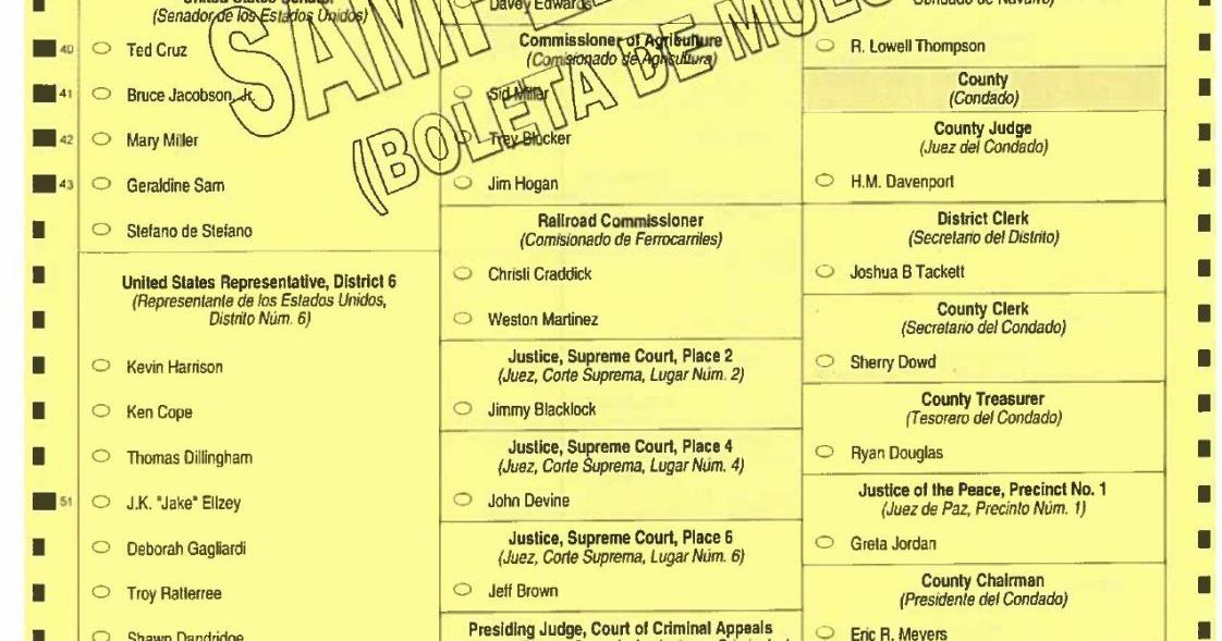 Primary Election 2018: Navarro County Sample Ballots | News ...