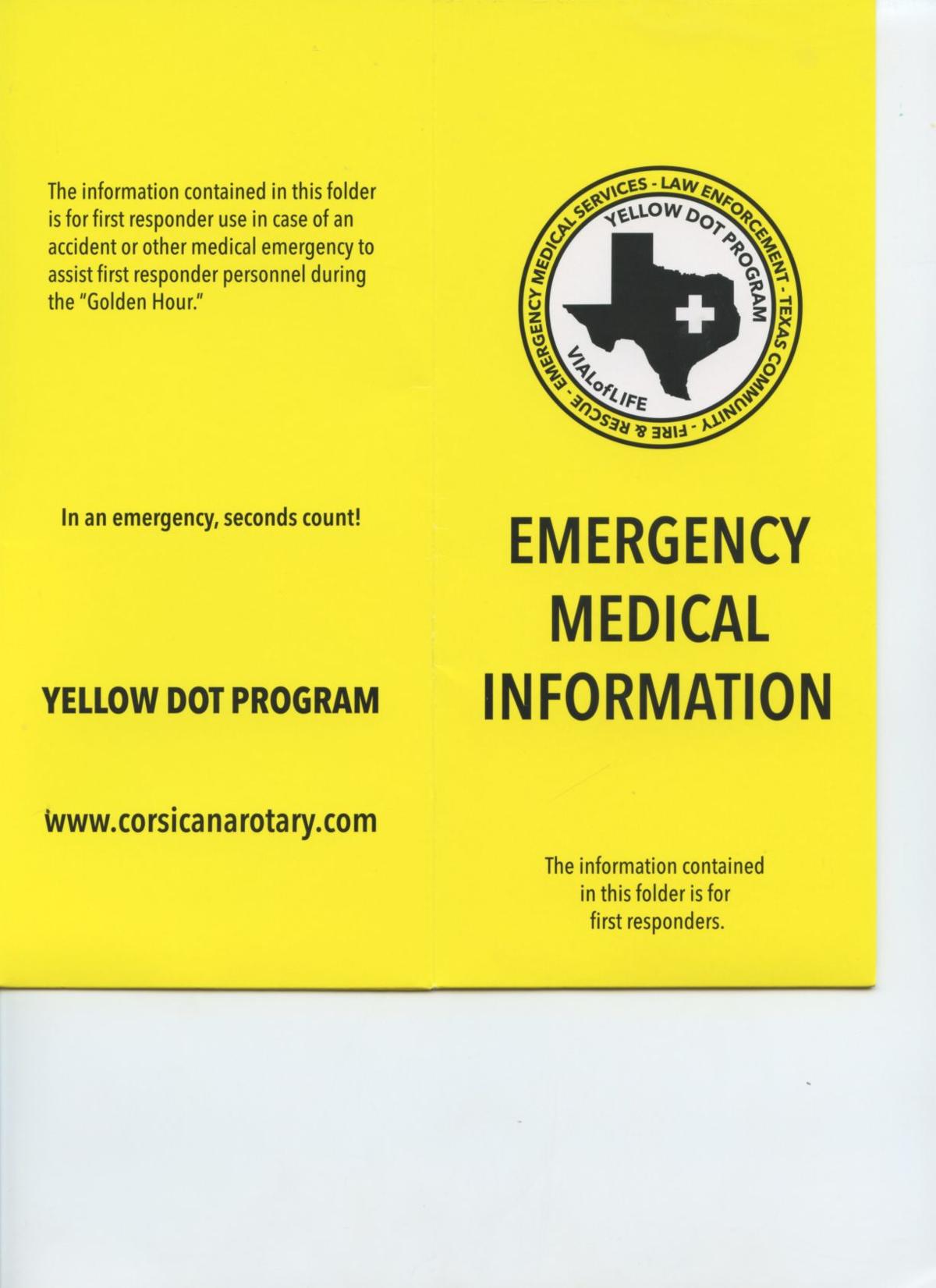 Corsicana Rotary Club launches Yellow Dot Program: Sticker alerts first ...