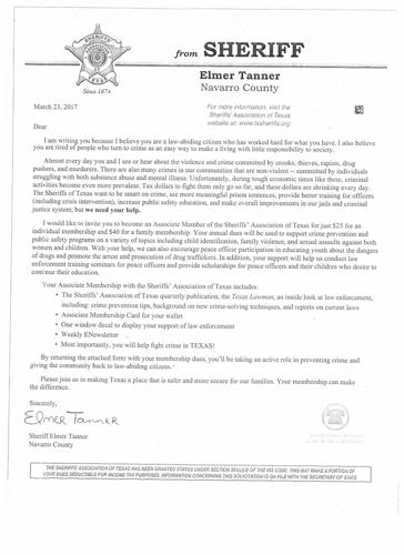 Sheriff's Association Letters in the mail | News | corsicanadailysun.com