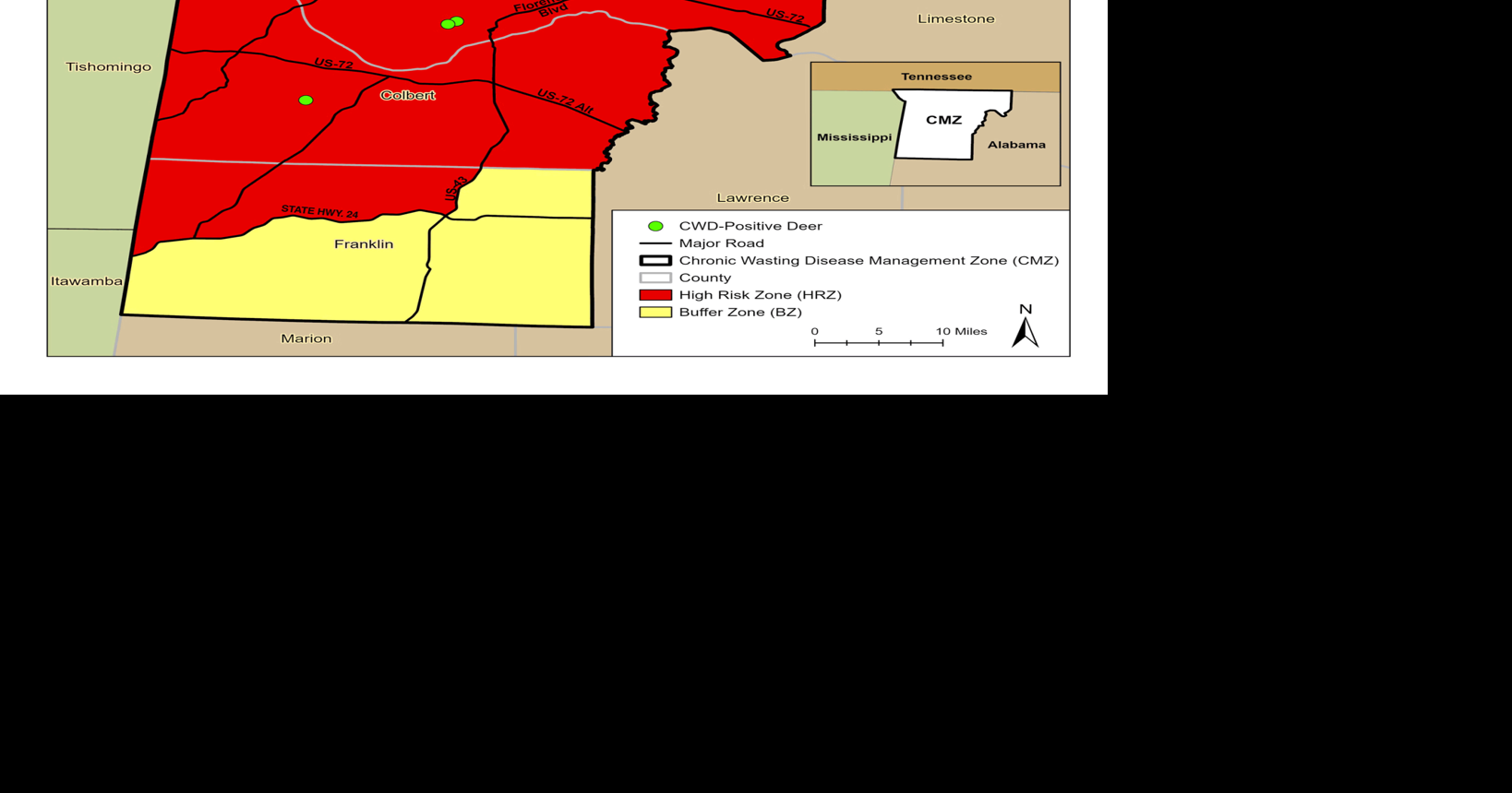 CWD Detection in Colbert County Expands the State’s CWD Management Zone ...