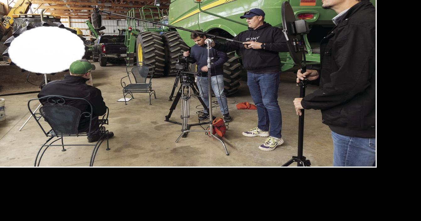 Illinois Farm Bureau’s video production team interviews farmer Michal ...
