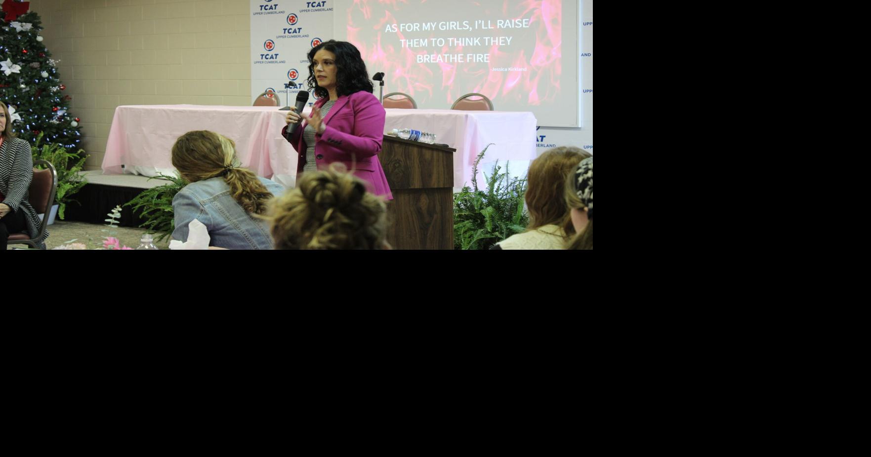 Keynote speaker Judge Amanda Worley teaches young women how to breathe ...