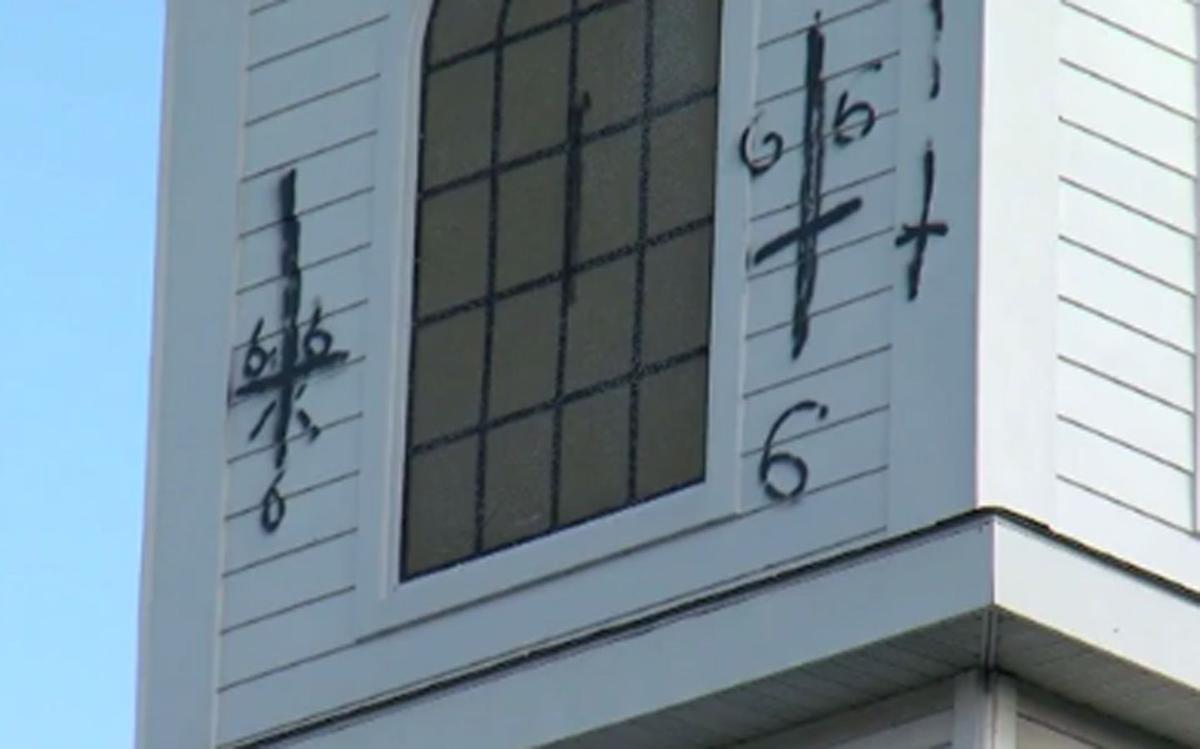 Lancaster church vandalized with apparent satanic symbols