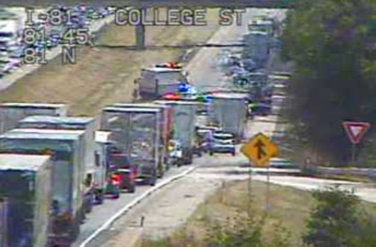 Multi-vehicle crash affecting traffic around College Street exit of I ...