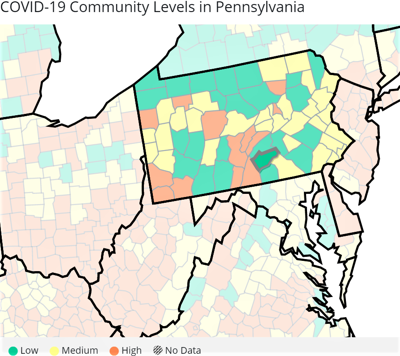 COVID-19 Update: CDC shows increase in Pennsylvania counties showing ...