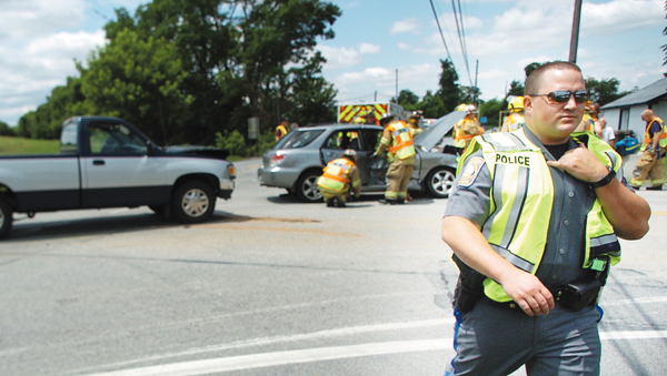 Two-car crash temporarily blocks Trindle Road