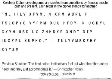 Celebrity Cipher | Arts & Entertainment | dailycourier.com