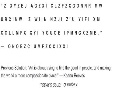 CELEBRITY CIPHER | Arts-and-entertainment | dailycourier.com