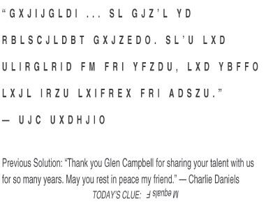 CELEBRITY CIPHER | Arts-and-entertainment | dailycourier.com