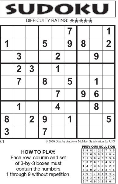 SUDOKU | Arts-and-entertainment | dailycourier.com