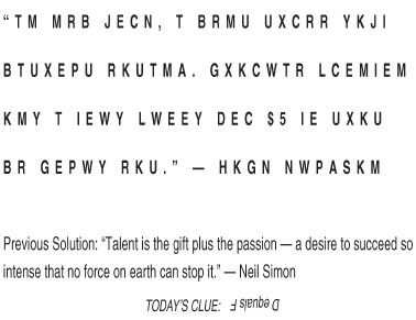 CELEBRITY CIPHER | Arts-and-entertainment | dailycourier.com