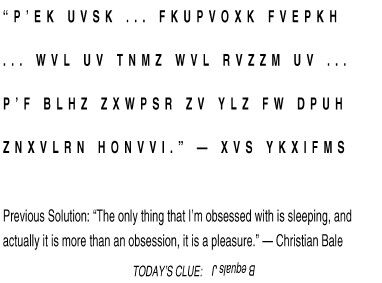 CELEBRITY CIPHER | Arts-and-entertainment | dailycourier.com