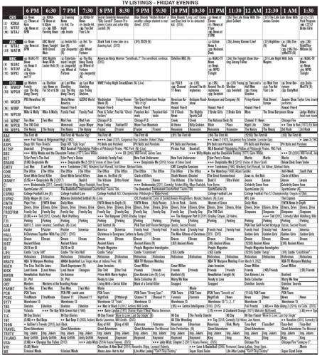 TV LISTINGS – FRIDAY EVENING | Arts & Entertainment | dailycourier.com