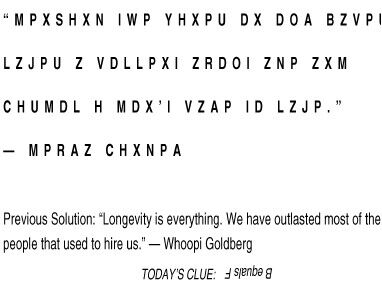 CELEBRITY CIPHER | Arts-and-entertainment | dailycourier.com