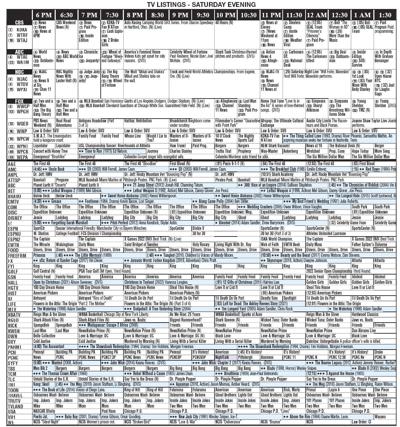 TV LISTINGS – SATURDAY EVENING | Arts & Entertainment | dailycourier.com