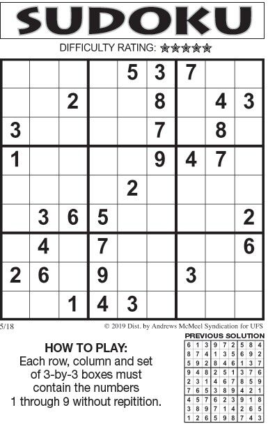 SUDOKU | Arts-and-entertainment | dailycourier.com