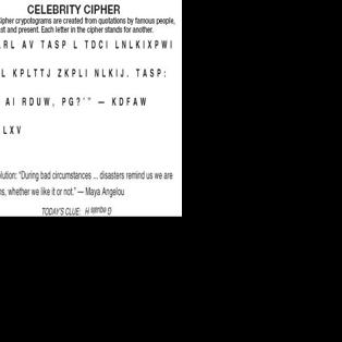Celebrity Cipher | Arts-and-entertainment | dailycourier.com