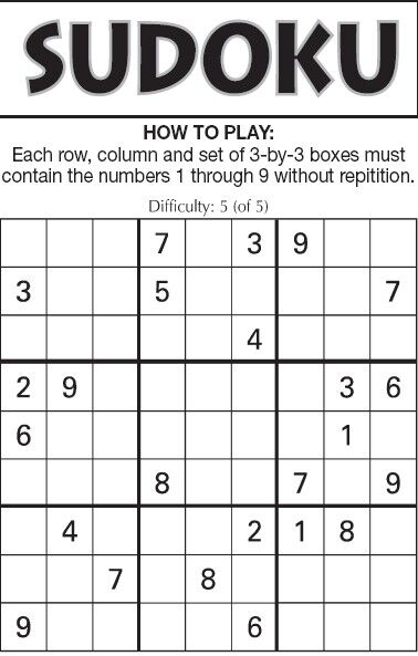 Sudoku | Arts-and-entertainment | dailycourier.com