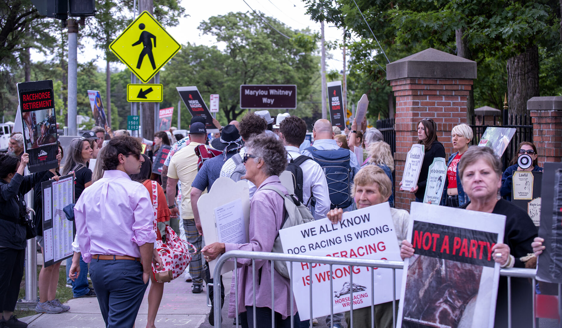 Horseracing Wrongs protests Saratoga Belmont Stakes Day | Horse Racing ...