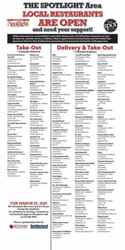 The Spotlight area restaurant list: March 29, 2020 daily edition ...