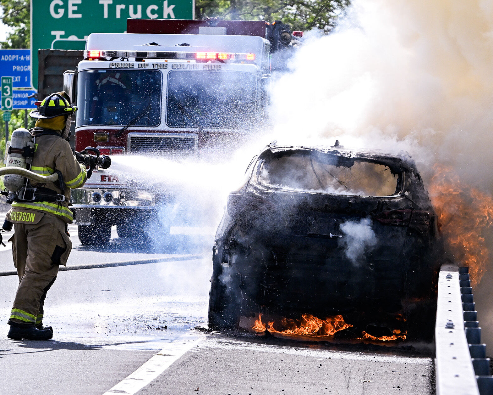 Photos: Interstate 890 car fire in Rotterdam | Local News ...