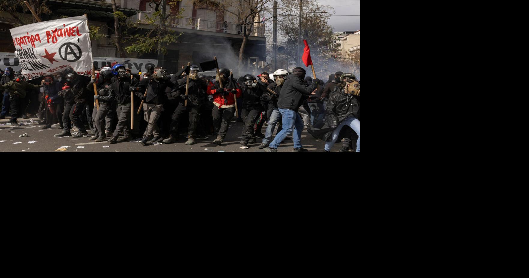 Riots follow massive demonstrations over Greek rail disaster | Tribune ...