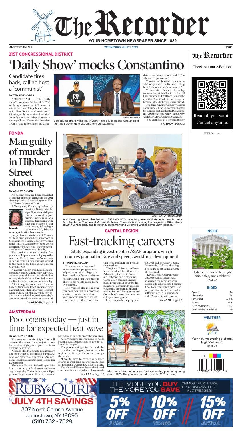 Page A1 | The Recorder e-Edition | dailygazette.com