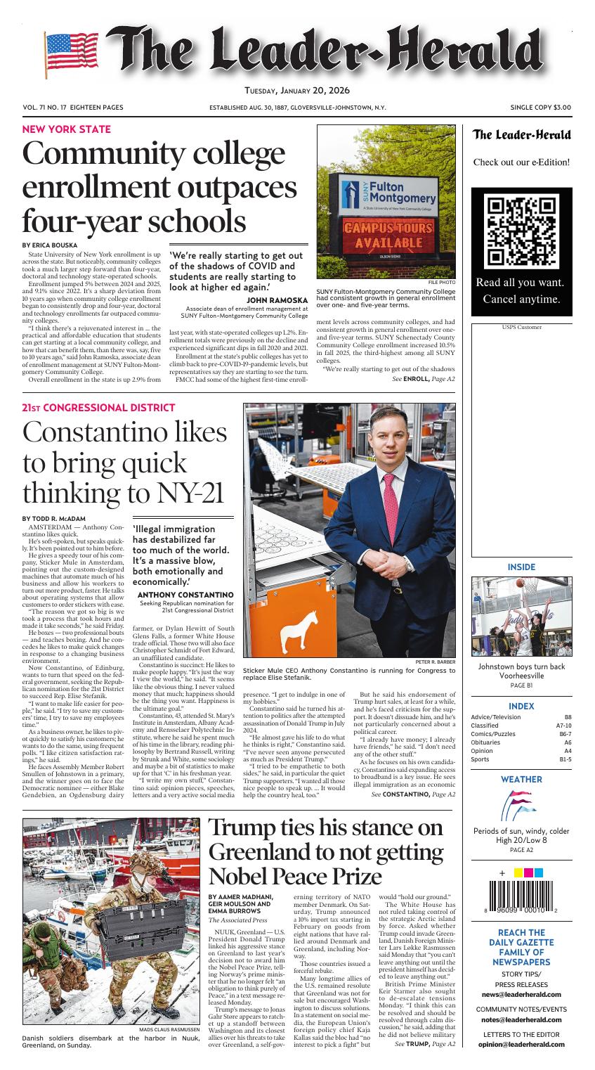 Page A1 | Leader-Herald e-Edition | dailygazette.com