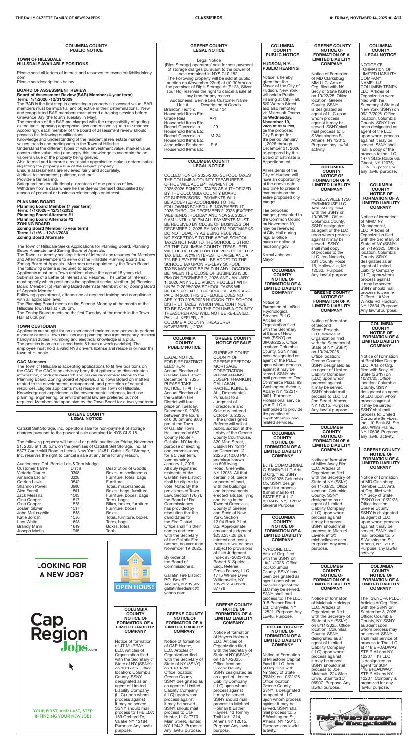 Page A13 | Hudson Valley e-Editions | dailygazette.com