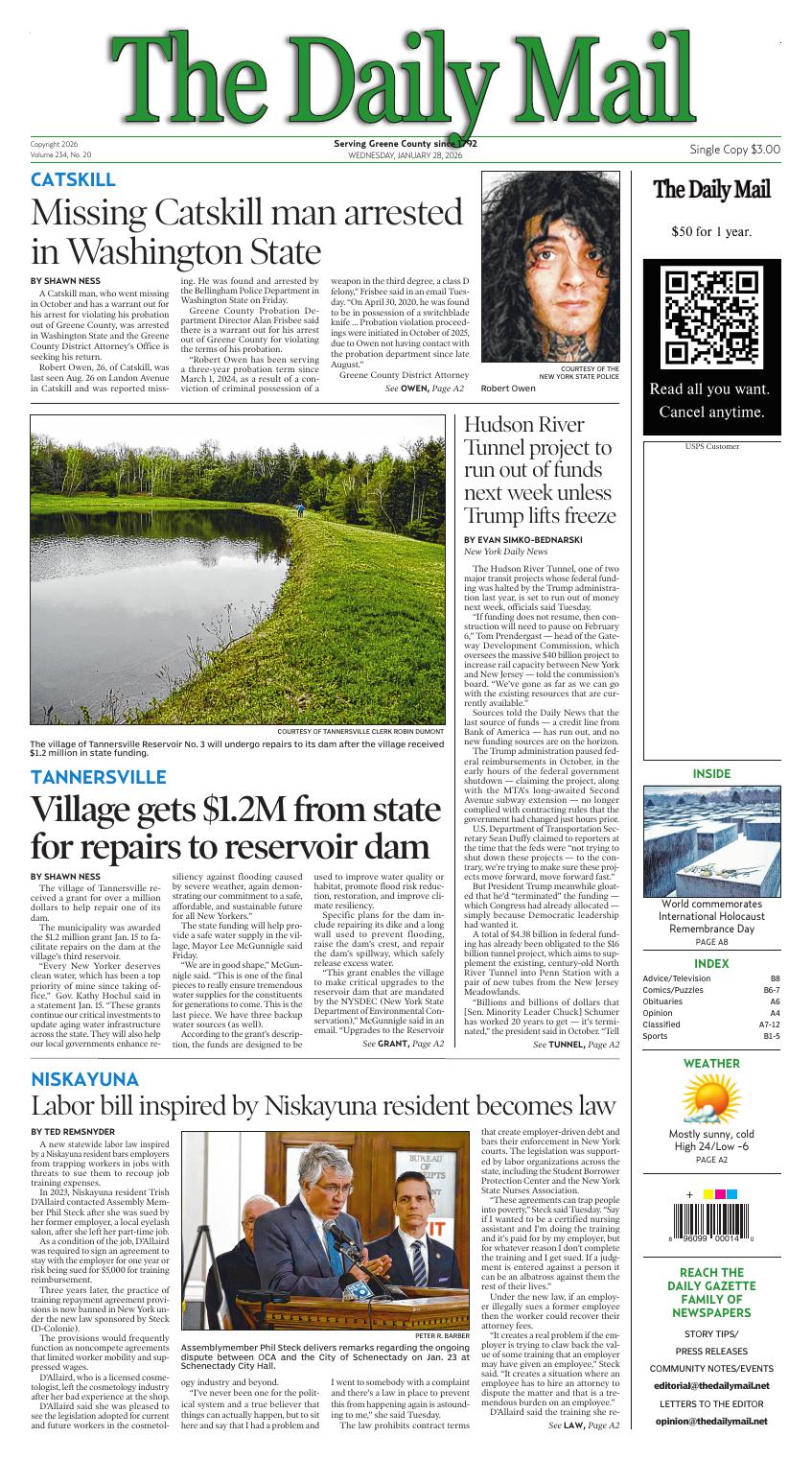 Page A1 | Hudson Valley e-Editions | dailygazette.com