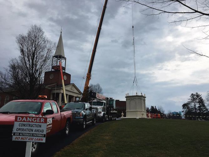 Crews waited on wind to install new Rooke Chapel belfry | News ...