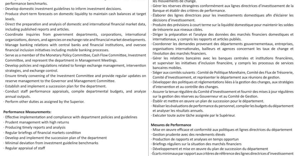 Reserve Bank of Vanuatu | Jobs | dailypost.vu